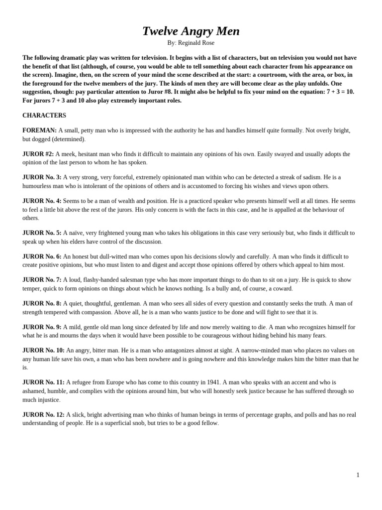 Jury Deliberation Drama | PDF | Witness | Public Law