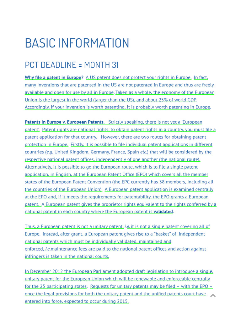 European Patent Filing Guide | PDF | Maintenance Fee (Patent) | Patent