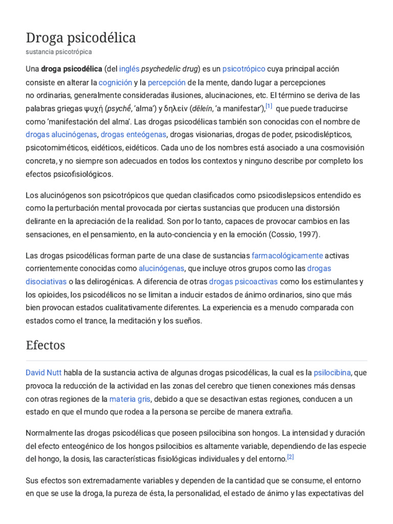 Droga Psicodélica - Wikipedia, La Enciclopedia Libre1 | PDF | Drogas ...