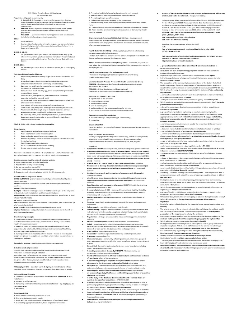 CHN 2 NOTES | PDF | Epidemiology