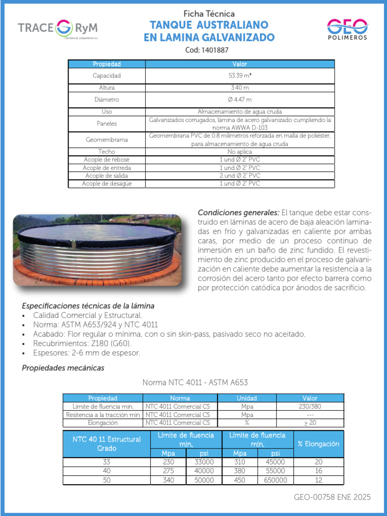 GEO-00758 - 1401887 Ficha Técnica TANQUE CAPACIDAD DE 53,39 M3 EN ...