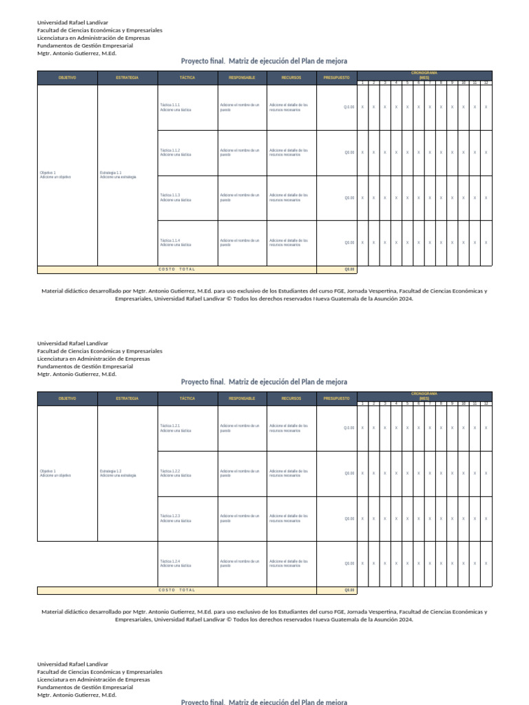 Matriz de Implementacion | PDF | Economias | Control (social y político)