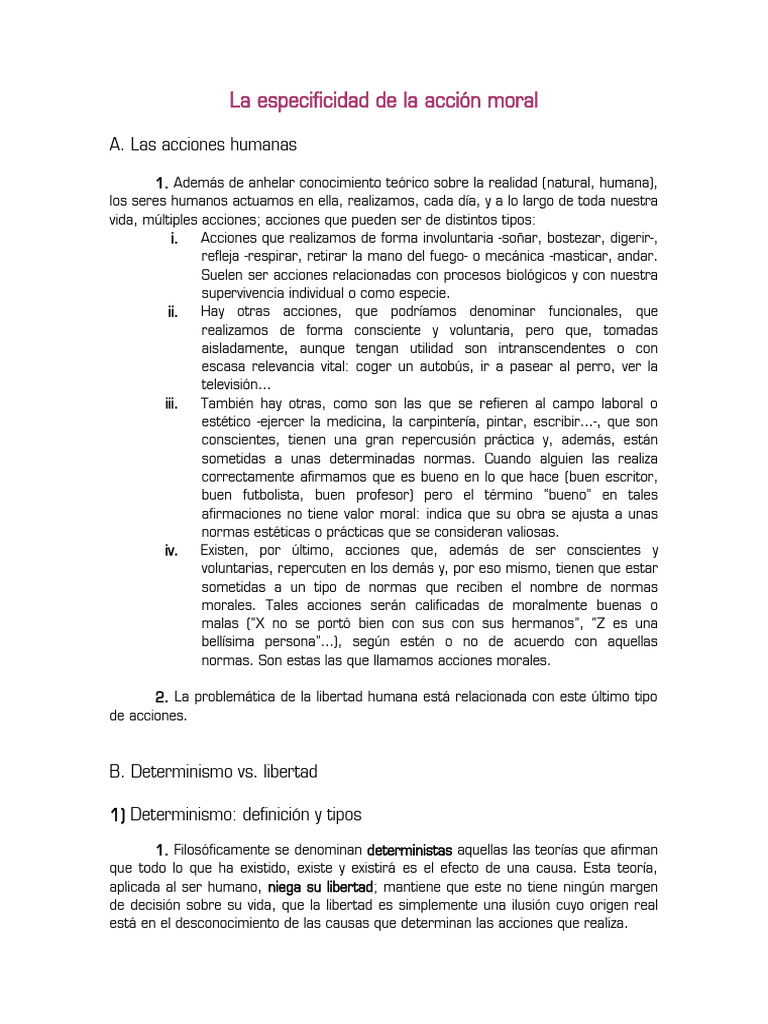 Conceptos La Especificidad de La Acción Moral | PDF | Determinismo ...