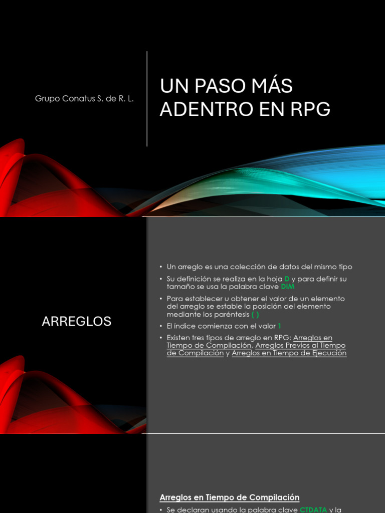Arreglos y Estructuras de Datos en RPG | PDF | Compilador | Programa de computadora