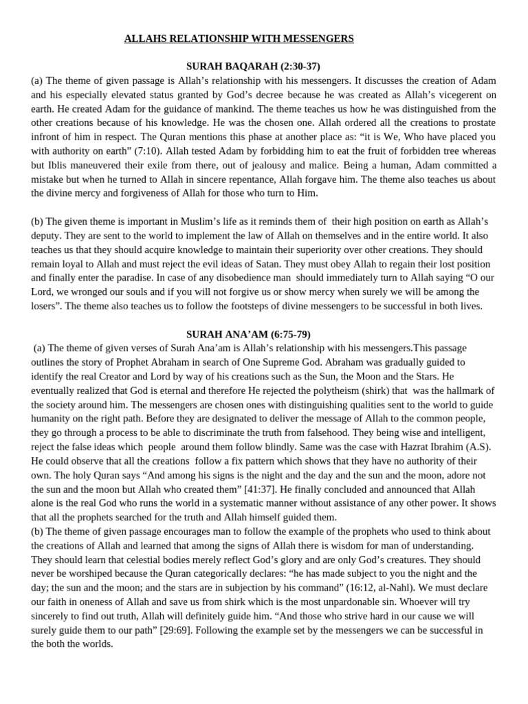 Allah's Relationship With Messengers | PDF | Prophets And Messengers In ...