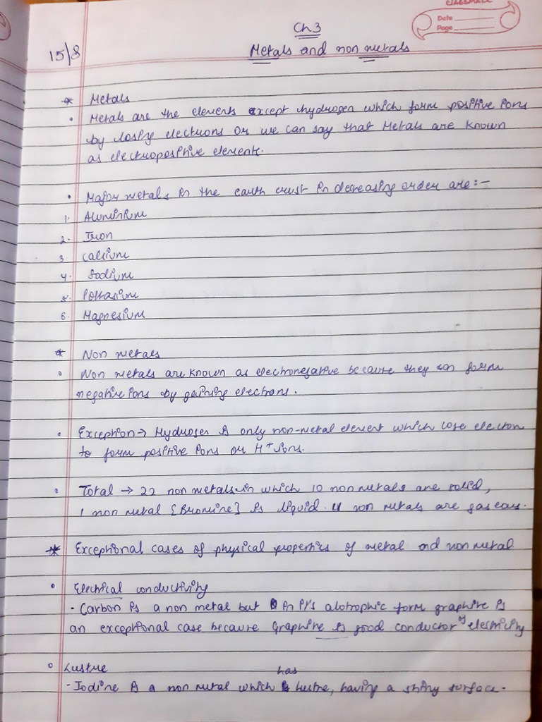 Metals and Non metals notes | PDF