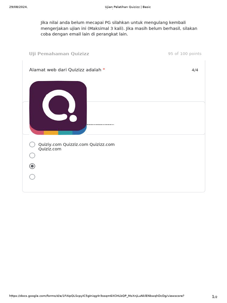 Ujian Pelatihan Quizizz _ Basic Teacher NILAI TINGGI | PDF