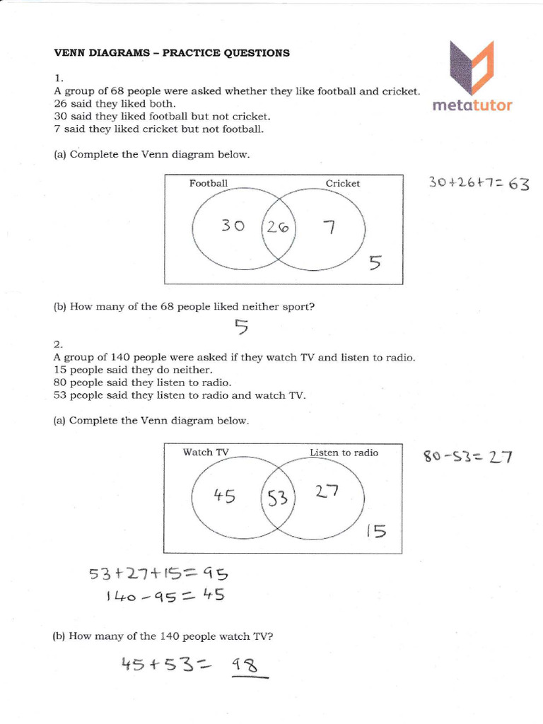 VENN-DIAGRAMS-SOLUTIONS | PDF