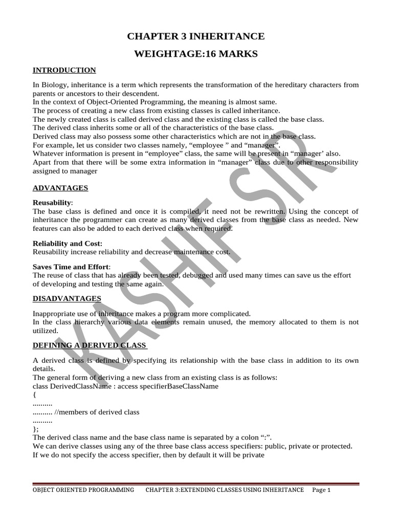 Chapter 3 Inheritance Extending Classes1 Pdf Class Computer Programming Inheritance