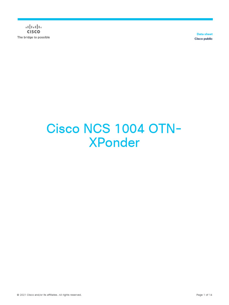 Cisco NCS 1004 OTNXPonder Data Sheet | PDF | Wavelength Division ...