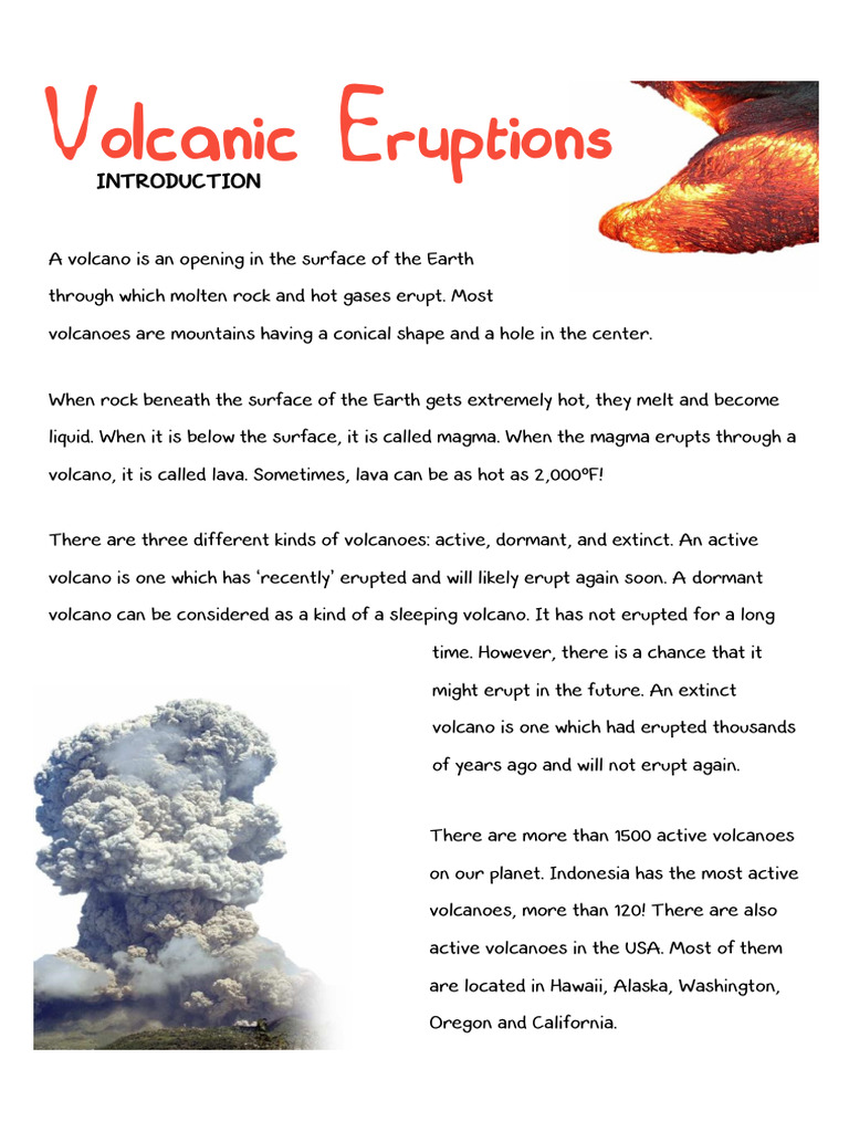 1 - Volcanic Eruptions A2-B1 | PDF | Volcano | Types Of Volcanic Eruptions