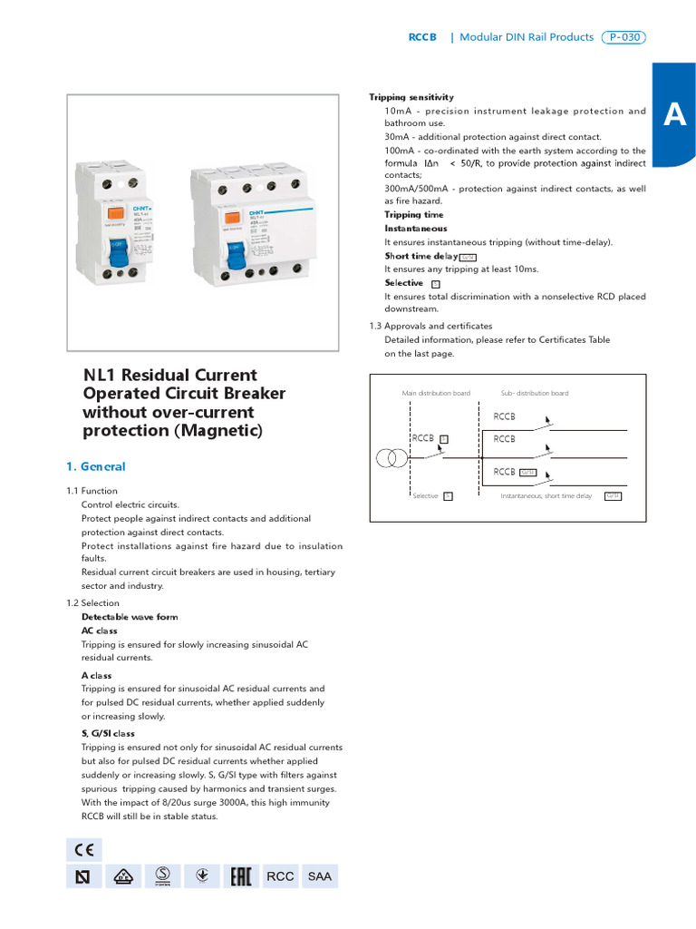 Ficha - Chint - Serie Diferencial NL1 AC 30ma | PDF | Electrical ...