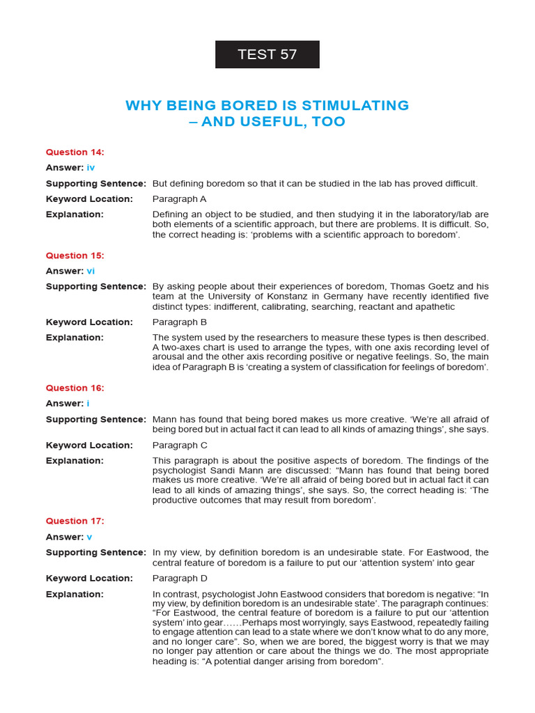 Test 57 Why Being Bored Is Stimulating - and Useful Too | PDF | Social ...