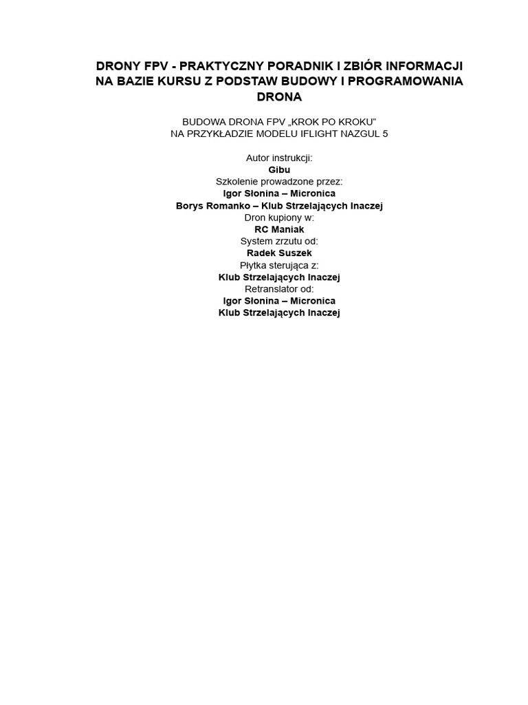 Budowa Drona FPV Całe | PDF