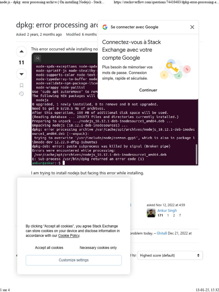 node.js - dpkg_ error processing archive ( On installing Nodejs) - Stack Overflow | PDF ...