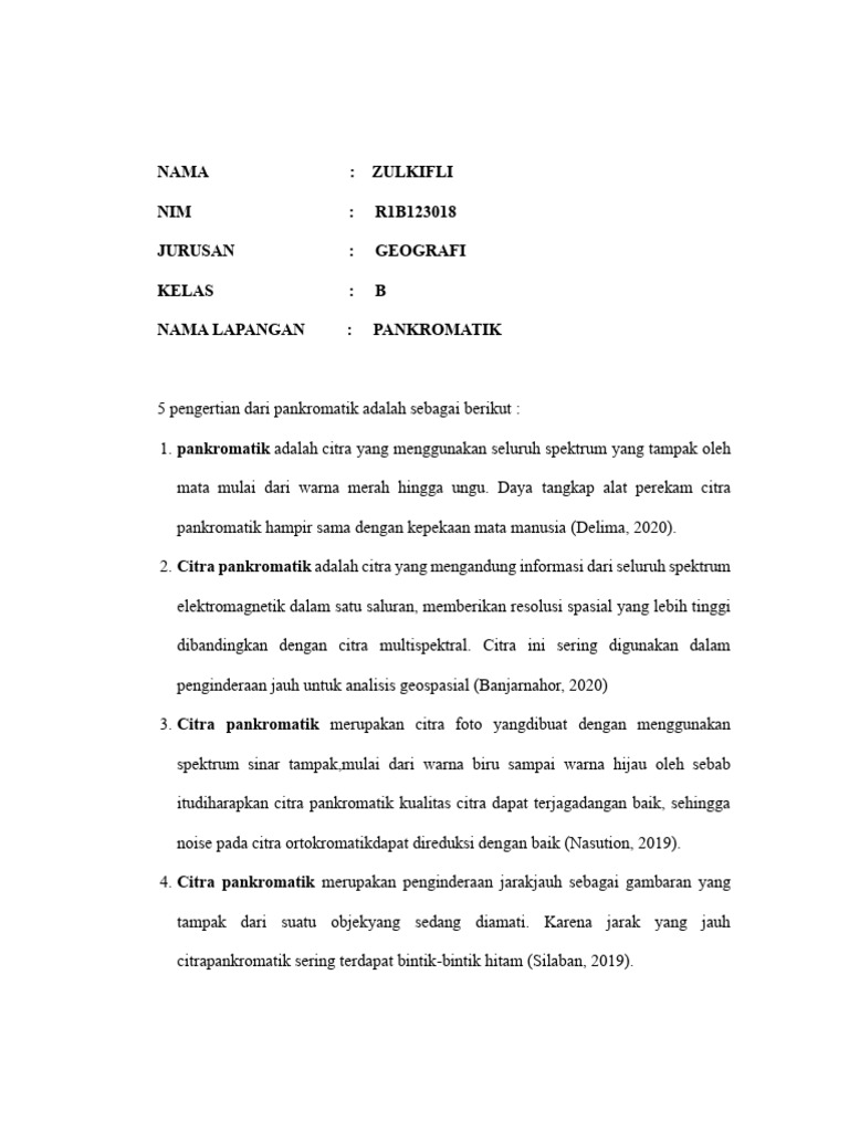 Zulkifli R1B123018 (Pankromatik) | PDF