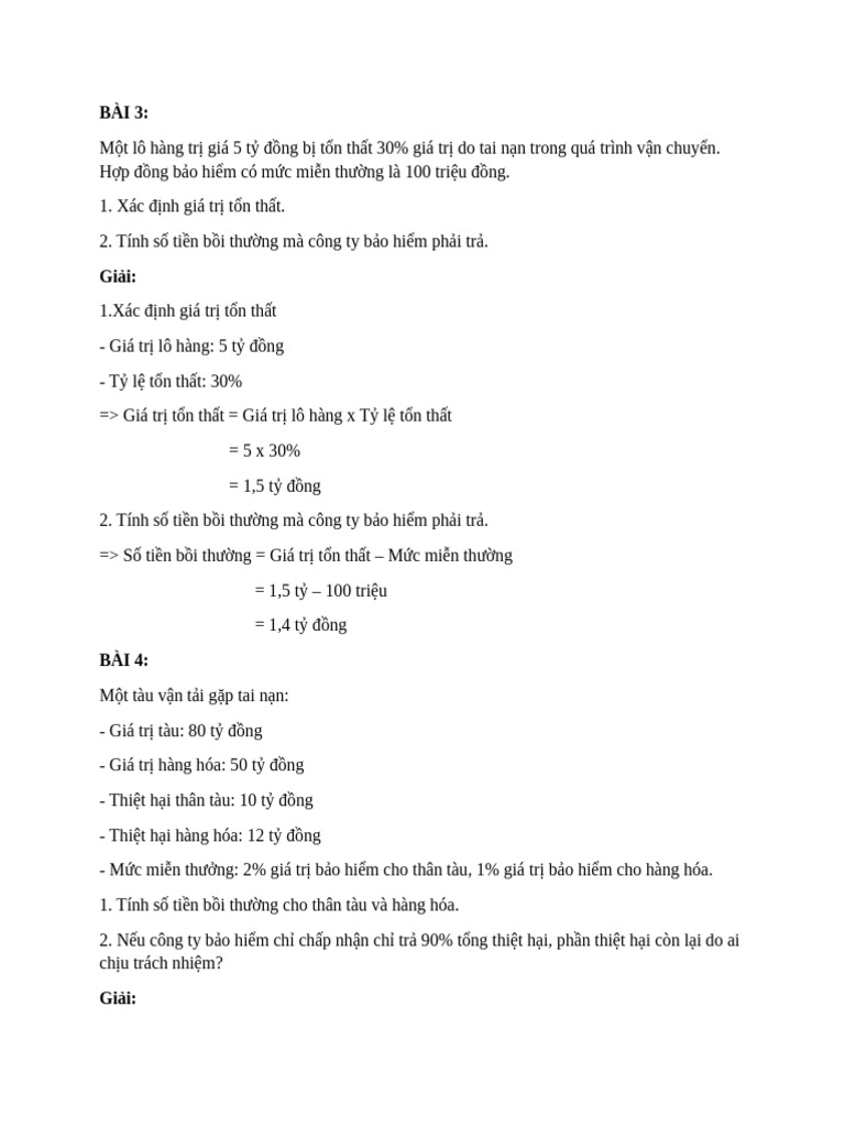 BÀI TẬP 3 VÀ 4 - BHVT | PDF