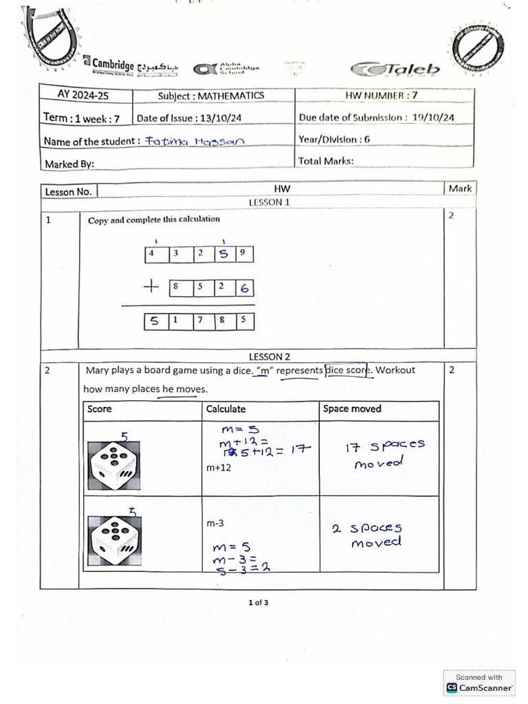 Math hw week 7 | PDF