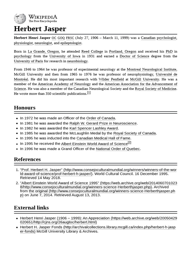 Herbert_Jasper | PDF | Neuroscience