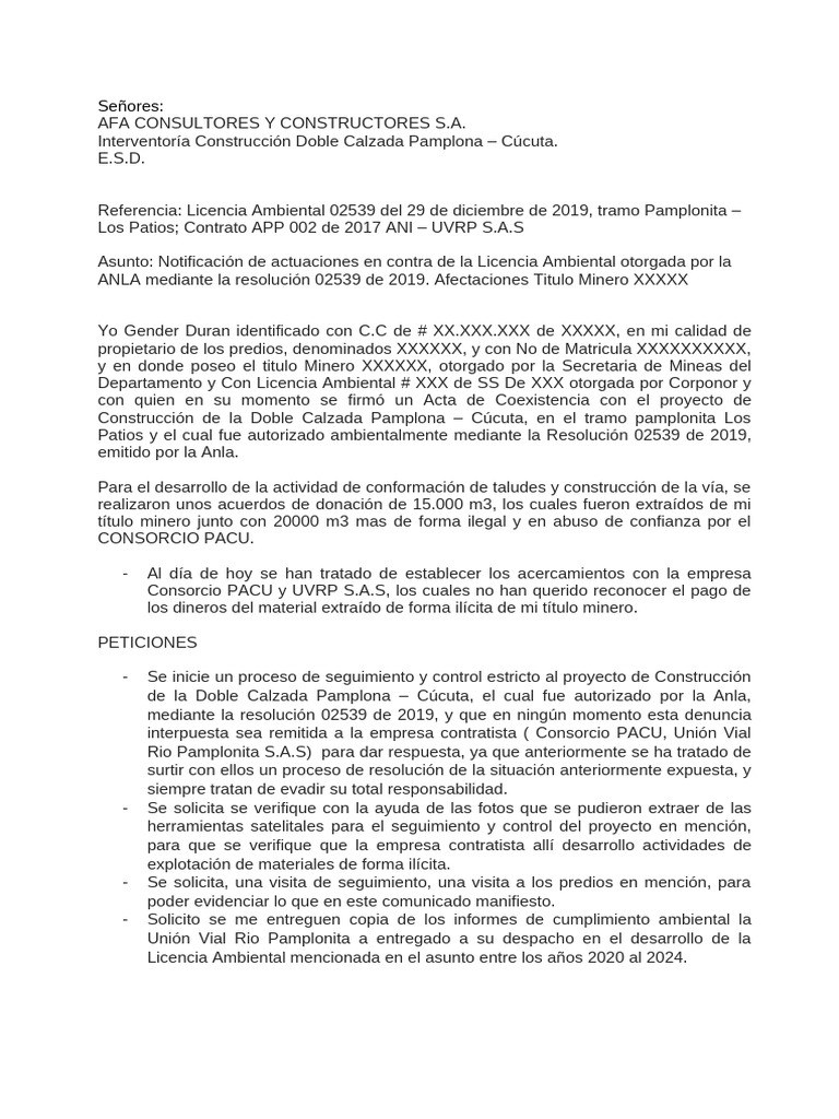 AFA CONSULTORES Y CONSTRUCTORES S.A. - ETRACCION - ILEGAL - TITULO - MINERO - Gender - Duran | PDF