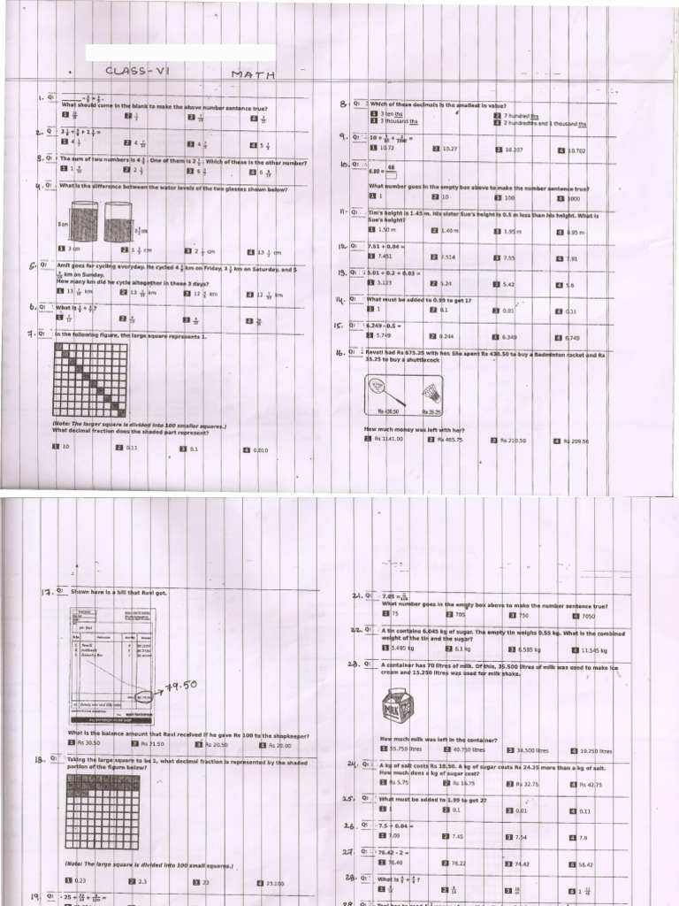 Class 6 Maths Chapter 3 Worksheet | PDF