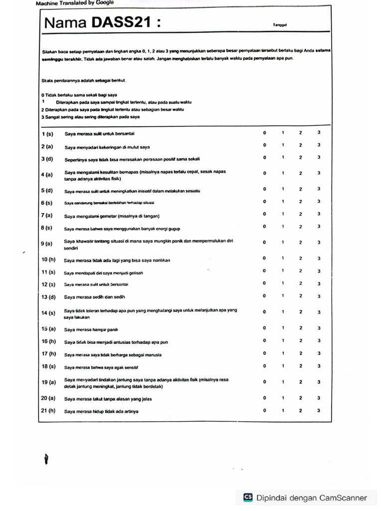 Satuan DASS21 | PDF