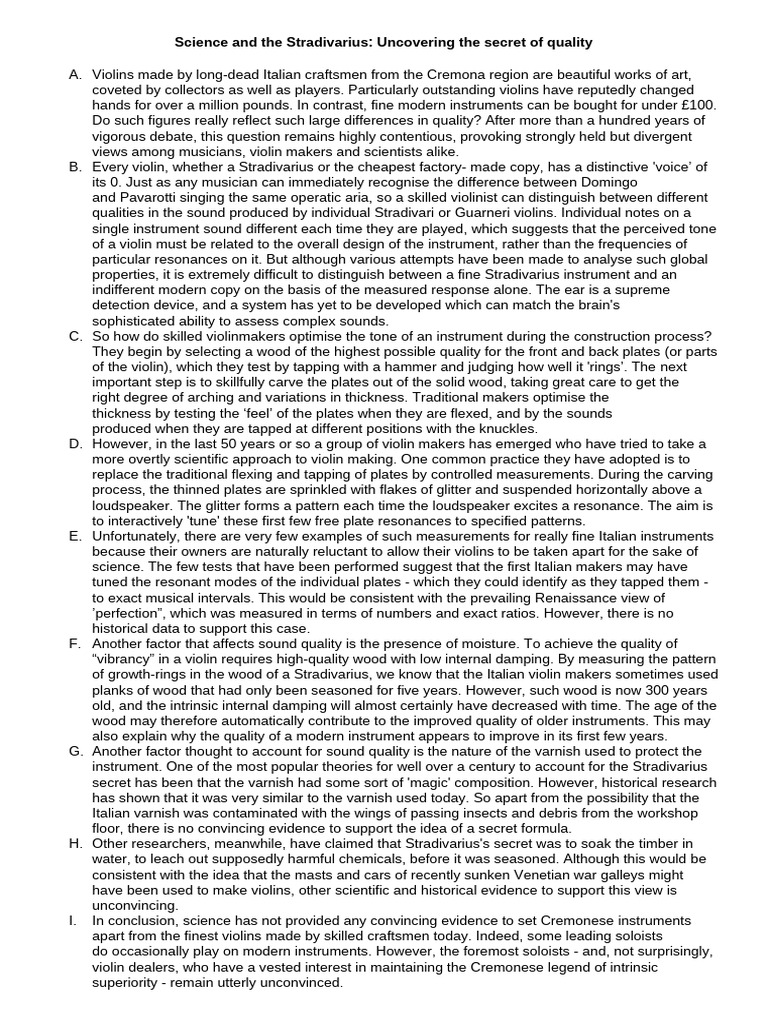 Passage2-Science and The Stradivarius | PDF | Violin