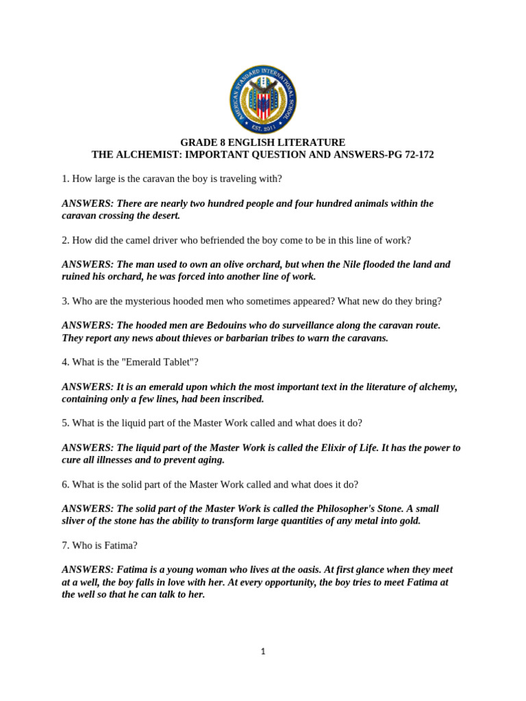 Revision-The Alchemist-Pg 72-172 | PDF