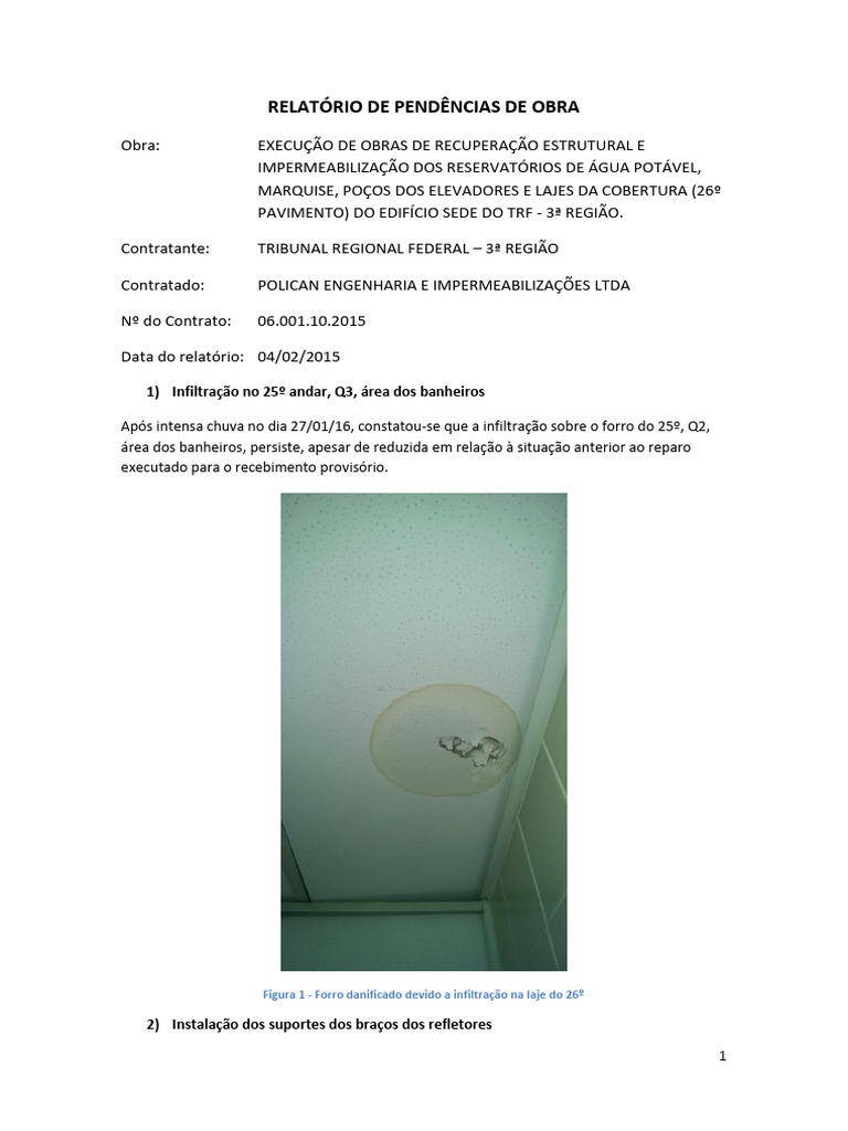 Relatório de Pendências - Recebimento Definitivo | PDF