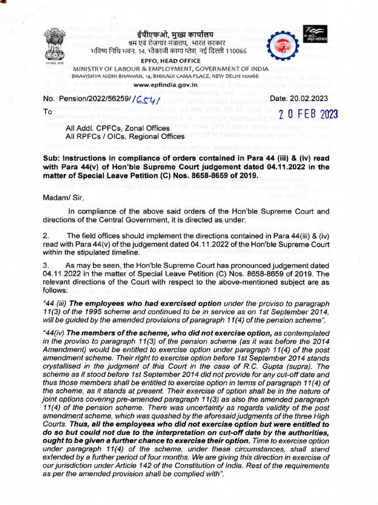 Signed Circular SC Pension 20022023 | PDF