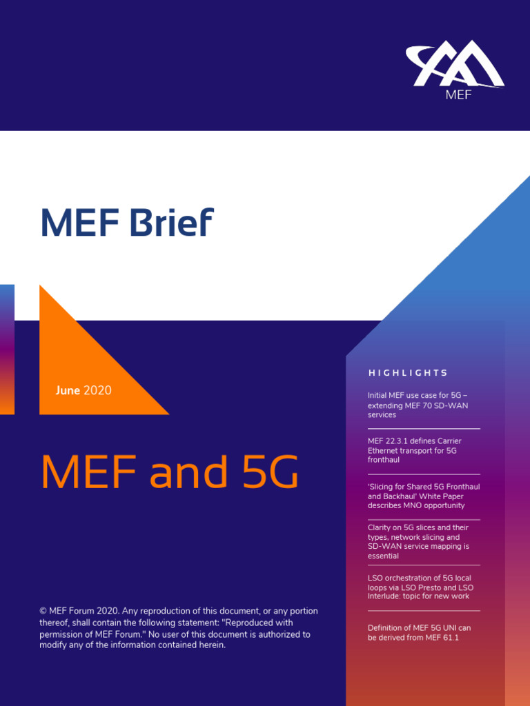 MEF-Brief-MEF-and-5G | PDF | Computer Networking | Network Architecture