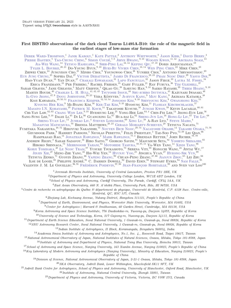 Ward-Thompson+23 First BISTRO Observations of The Dark Cloud Taurus ...