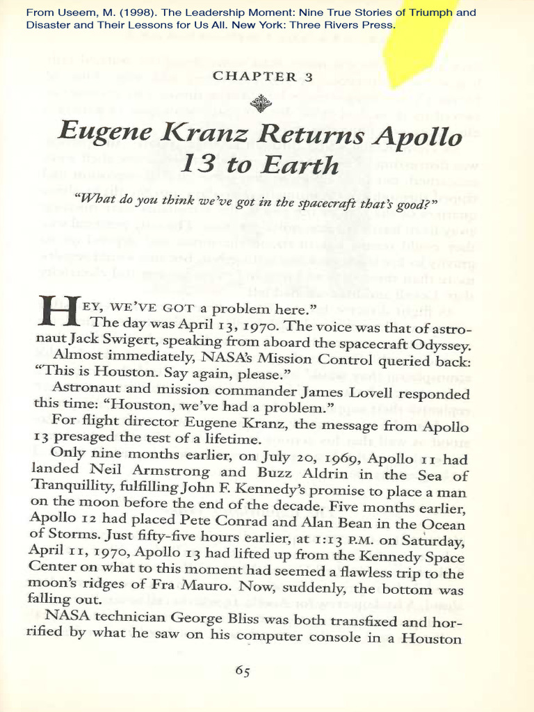 Useem 1998 Eugene Kranz Returns Apollo 13 | PDF