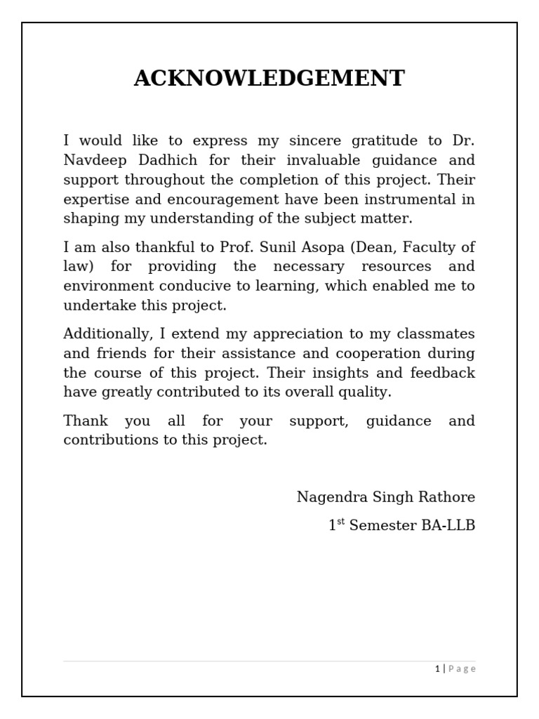 ACKNOWLEDGEMENT | PDF | Legal Liability | Vicarious Liability