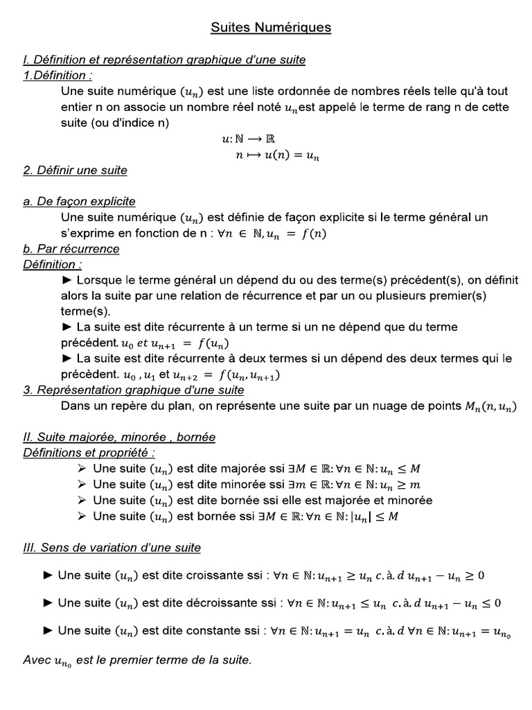 Résumé Suites Numériques | PDF