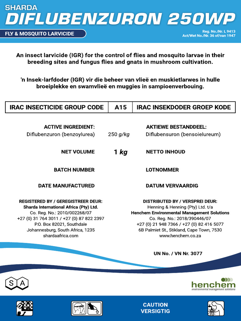 Sharda Diflubenzuron-250wp Product-Label | PDF