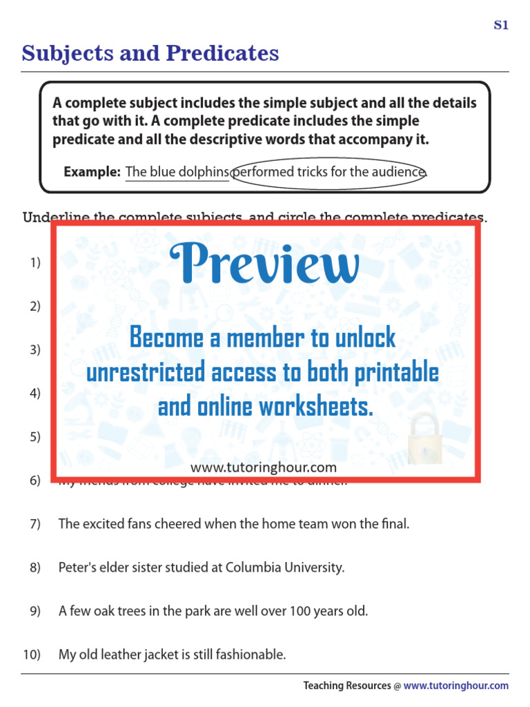 Complete Subjects and Predicates WM | PDF