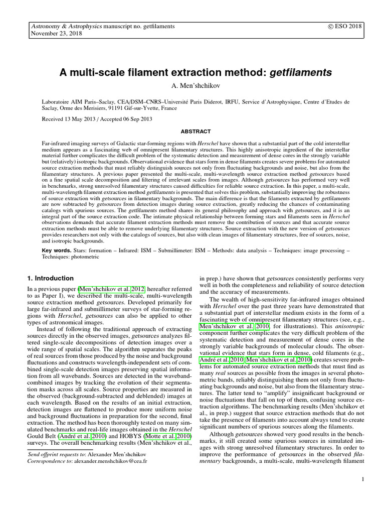 A Multi-Scale Filament Extraction Method Getfilaments | PDF ...