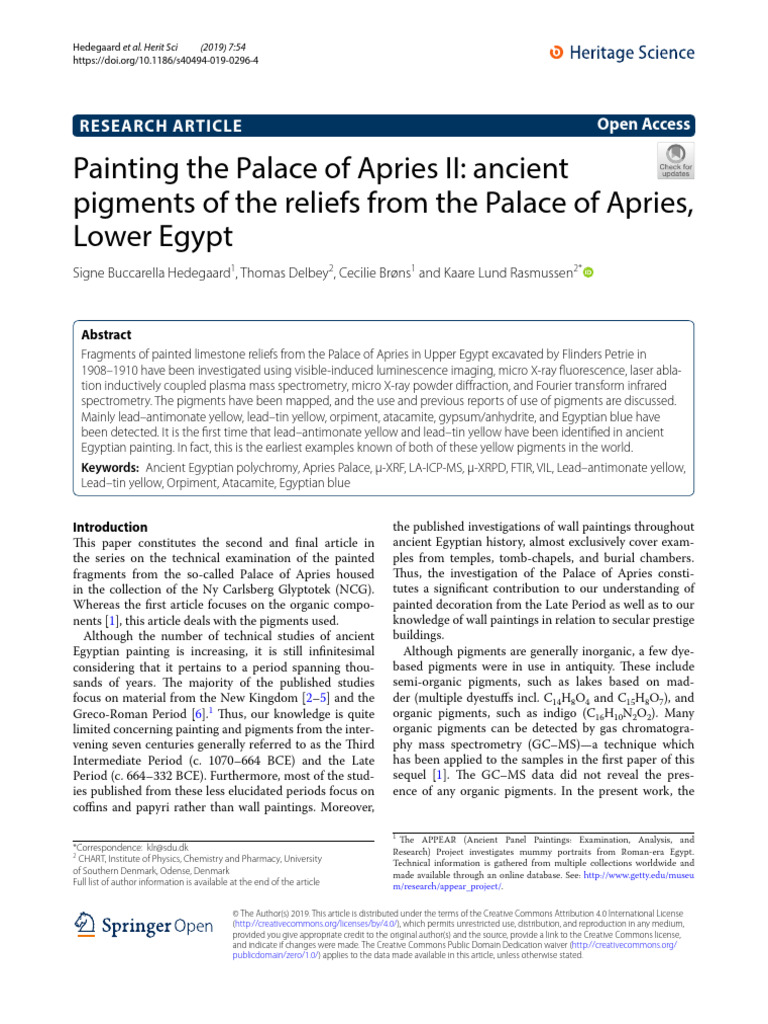 Ancient Pigments of The Reliefs From The Palace of Apries, L | PDF ...