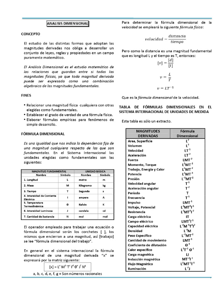Análisis Dimensional en Física | PDF | Sistema Internacional de ...