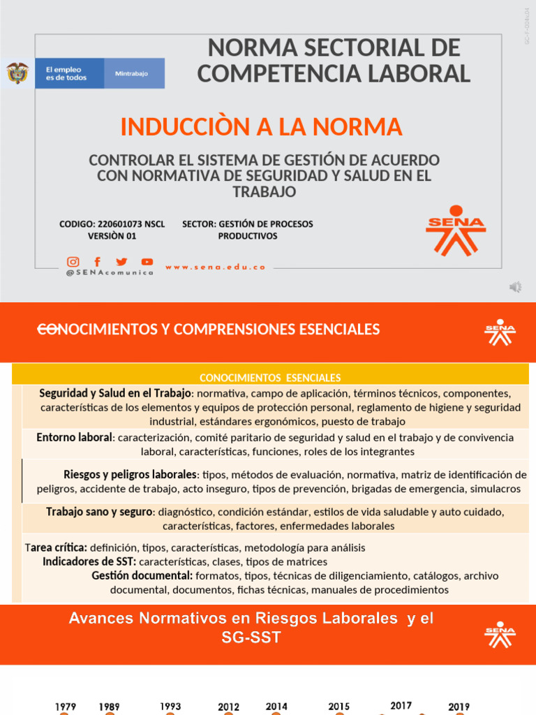 Induccion SG-SST 220601073 | PDF | Seguridad y salud ocupacional | Valores