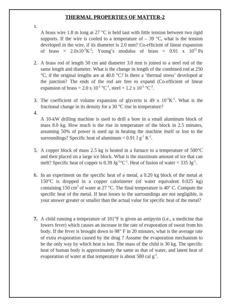 Thermal Properties of Matter-2 | PDF | Thermal Expansion | Heat