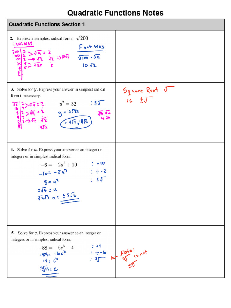 Quadratic Functions Study Guide | PDF | Algebra | Mathematics
