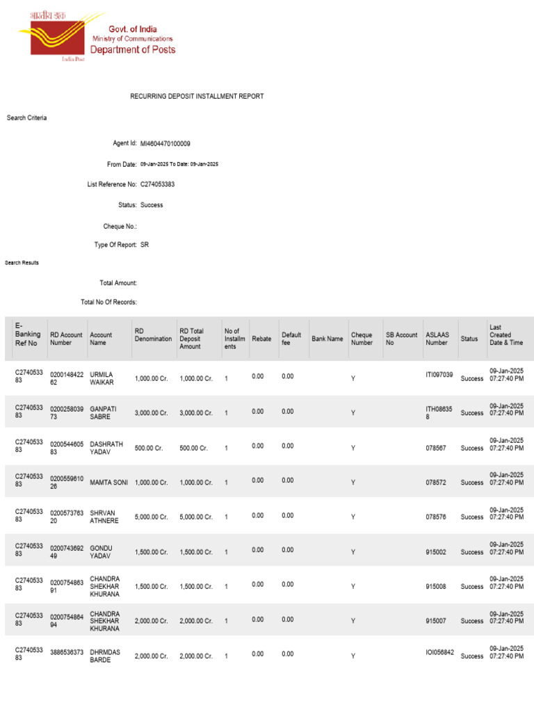 Recurring Deposit Installment Summary | PDF