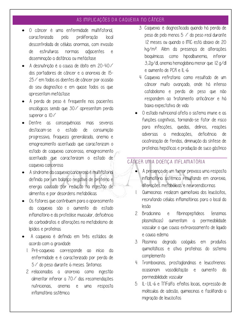 As implicações da caquexia no câncer(artigo Livia) | PDF | Câncer ...