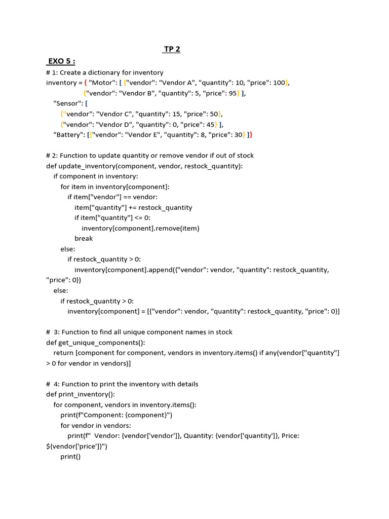 TP 2_3 Python (3) | PDF | Inventory | Computer Programming