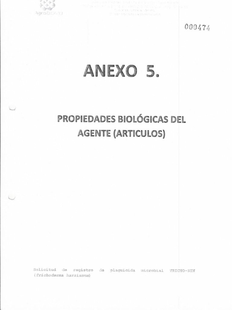 Tricho-Sin WP - Anexo 5 Propiedades Biológicas Del Agente | PDF