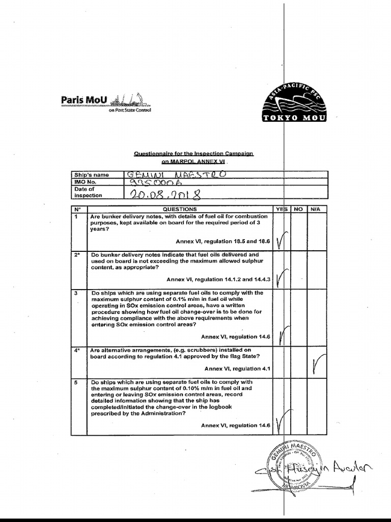 Questionnaire CIC MARPOL Annex VI (final) | PDF