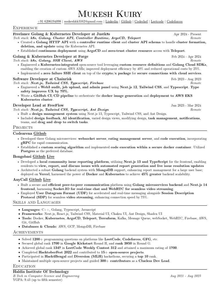 Mukesh_Kuiry_Resume | PDF | Computing | Systems Architecture