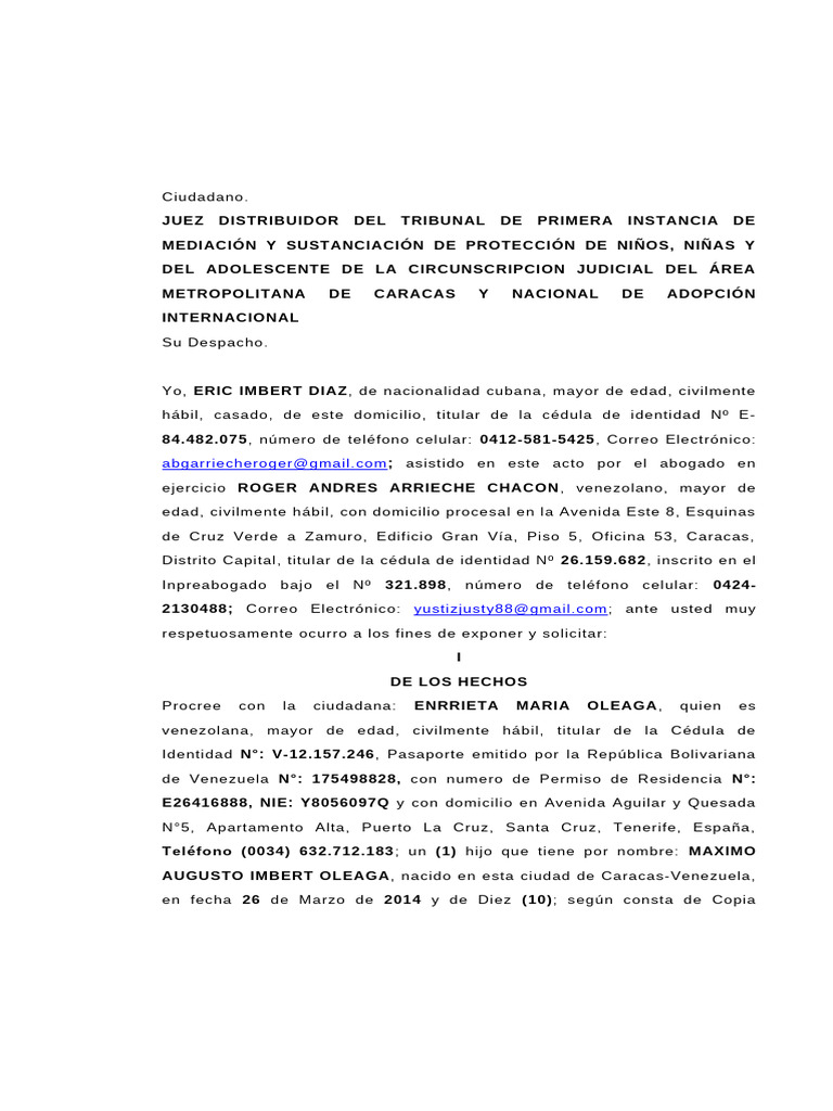 Escrito Eric Imbert | PDF | Documento de identidad | Venezuela